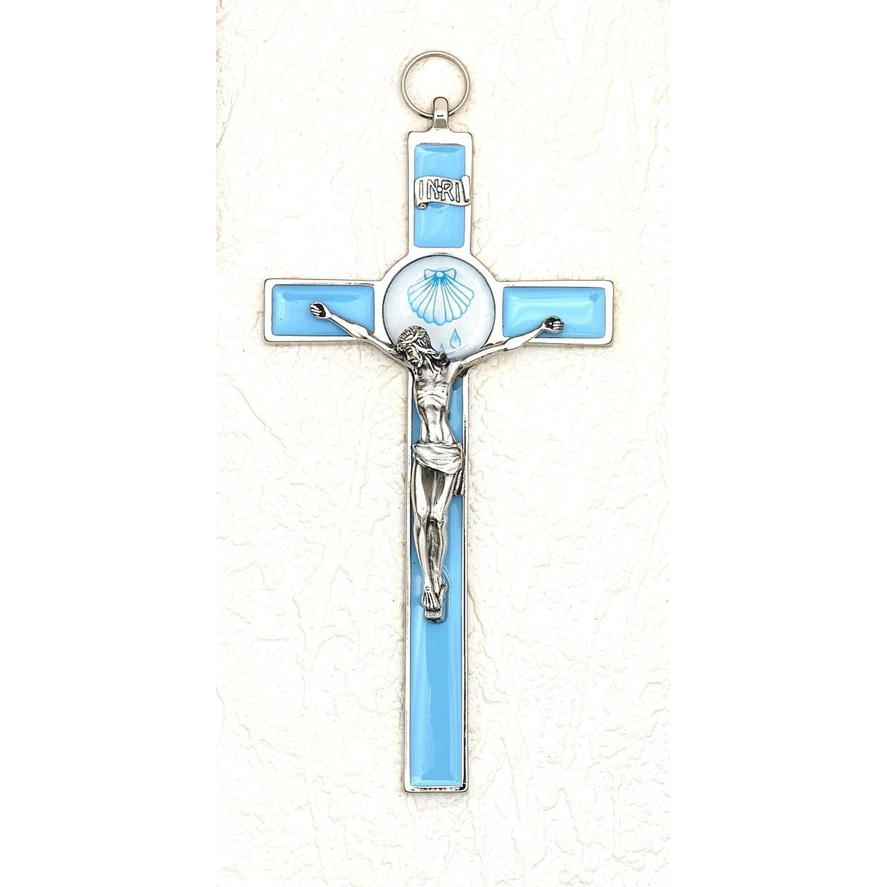 Blue Baptism Cross with Epoxy Shell – Lumen Mundi