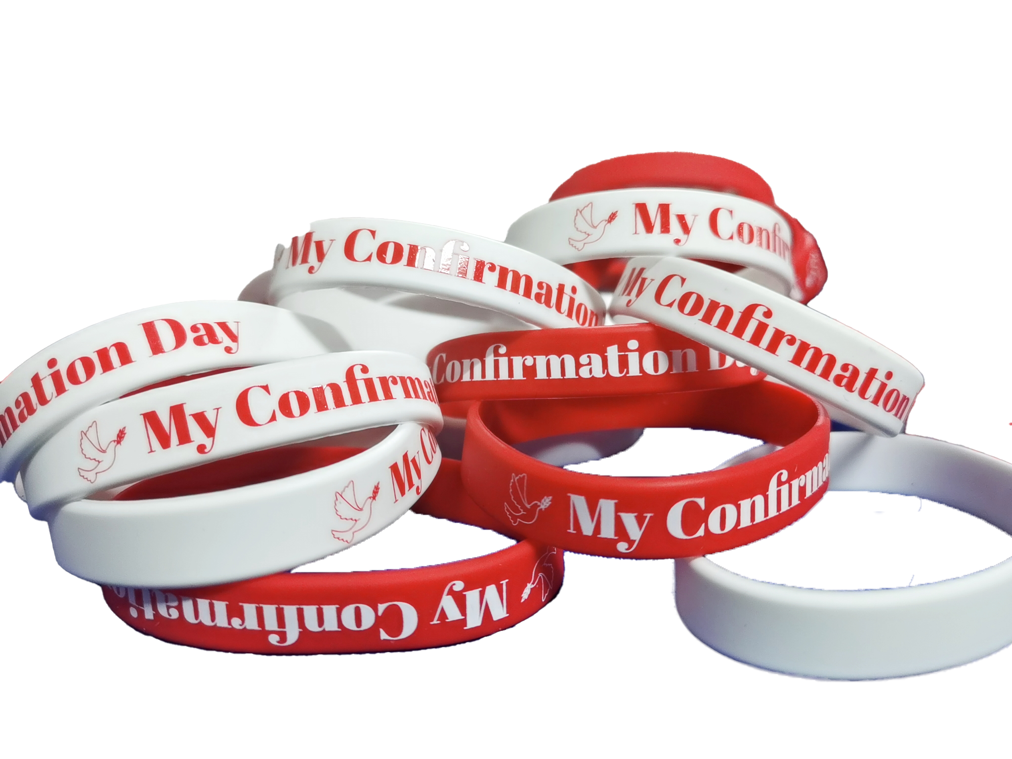 Silicone bracelets (red and white) with FREE Confirmation Display Case ...